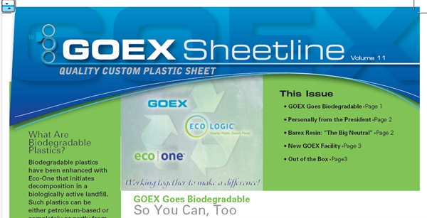 Vol. 11: Going Biodegradable, Eco-One™ additives > GOEX